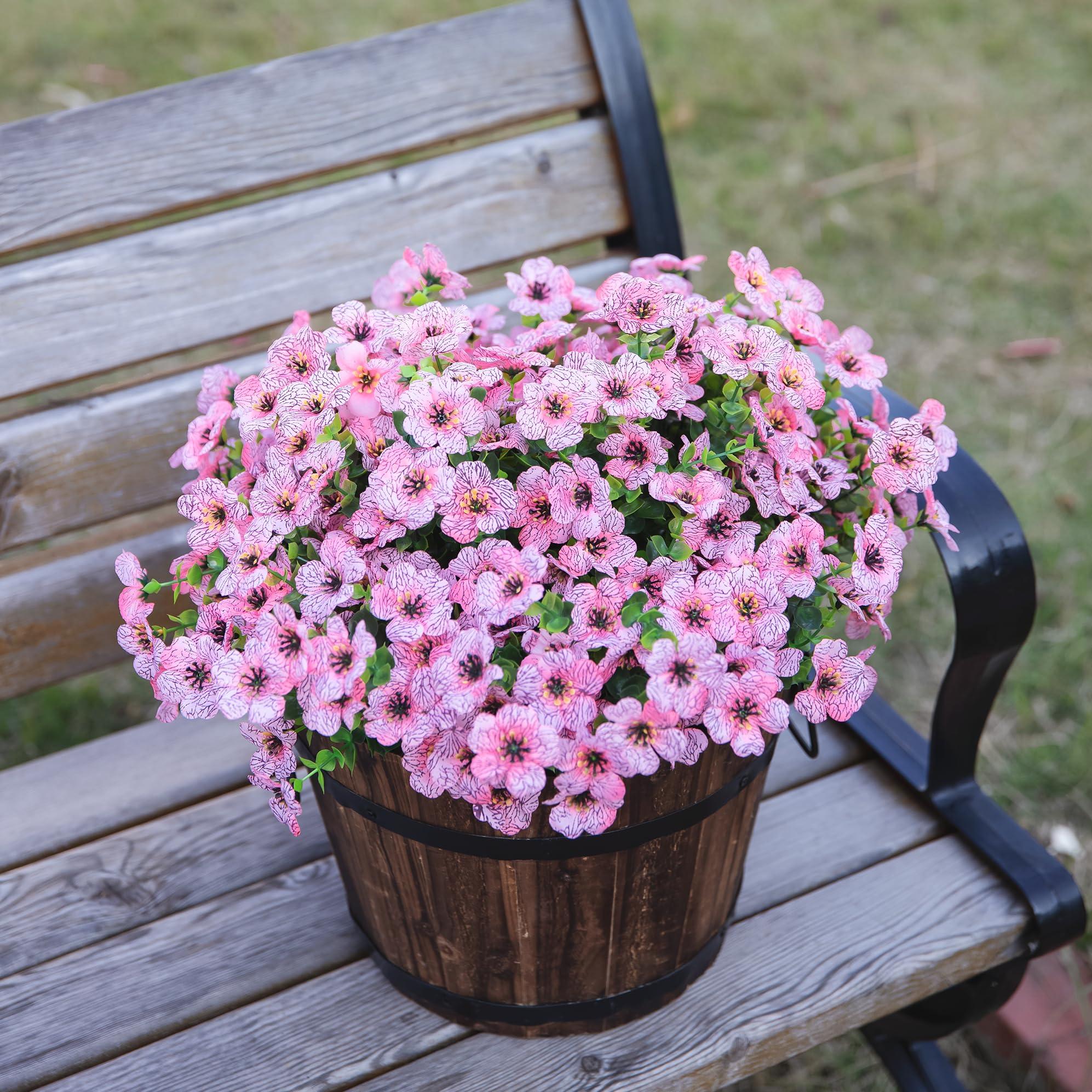 Artificial Daisy Mums Flowers Eucalyptus Leaves - 14” Pink Flowers ...